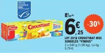 Promo Findus PECHE DURABLE MSC www.cong CROUSTIBAT LOT.2 9314) € -30% ...